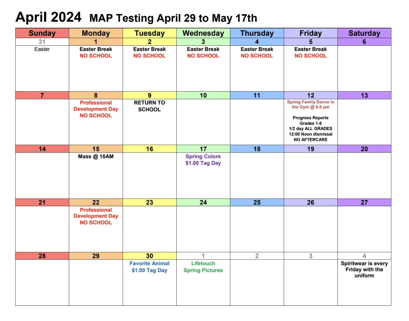 School Calendar - All Saints Catholic Academy - Bayonne, NJ